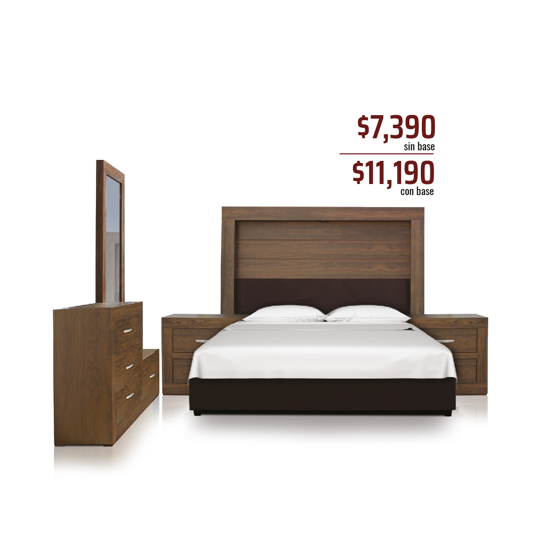 Recámara Viena Roble - Aragon Muebles y Decoración